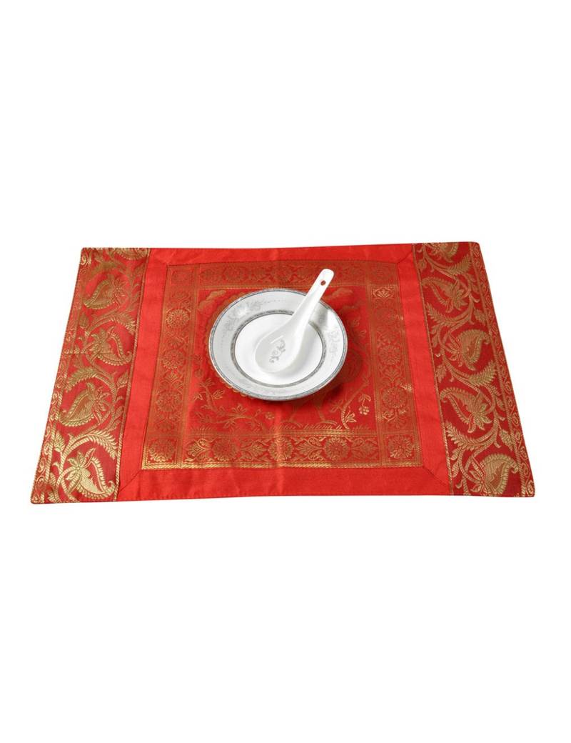 Lal Haveli Dining Table Mat Set of 6 silk Placemats Set Dining Table ...