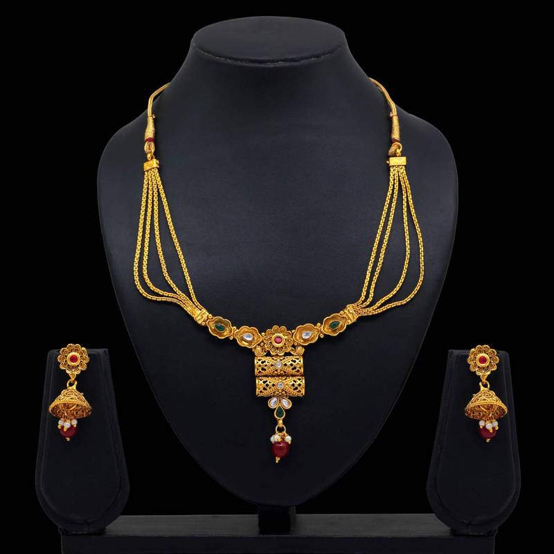 Maroon necklace sets - Jaipur Mart - 2804301