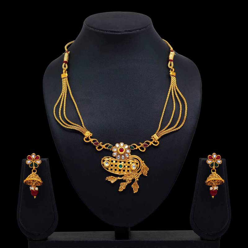 Maroon necklace sets - Jaipur Mart - 2804311