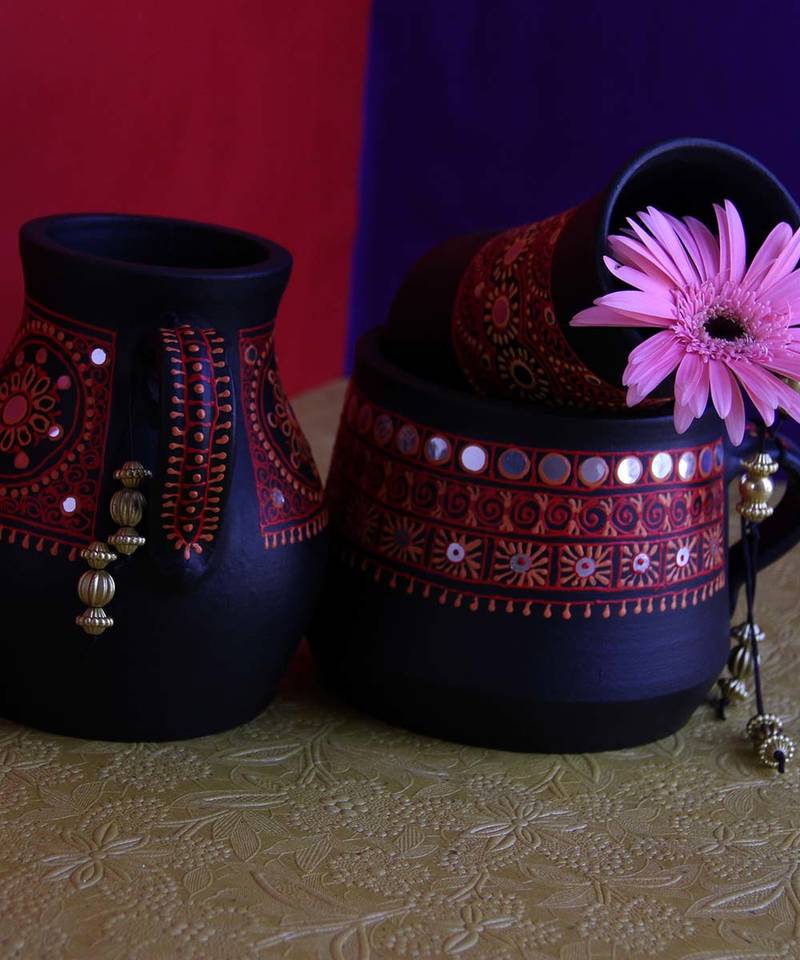 Handmade 3D Work Terracotta Pot Set Idols And Figurines/Home Decor ...