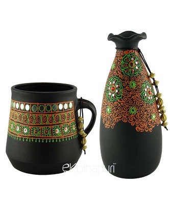 Handmade 3D Work Terracotta Pot Set Idols And Figurines/Home Decor ...