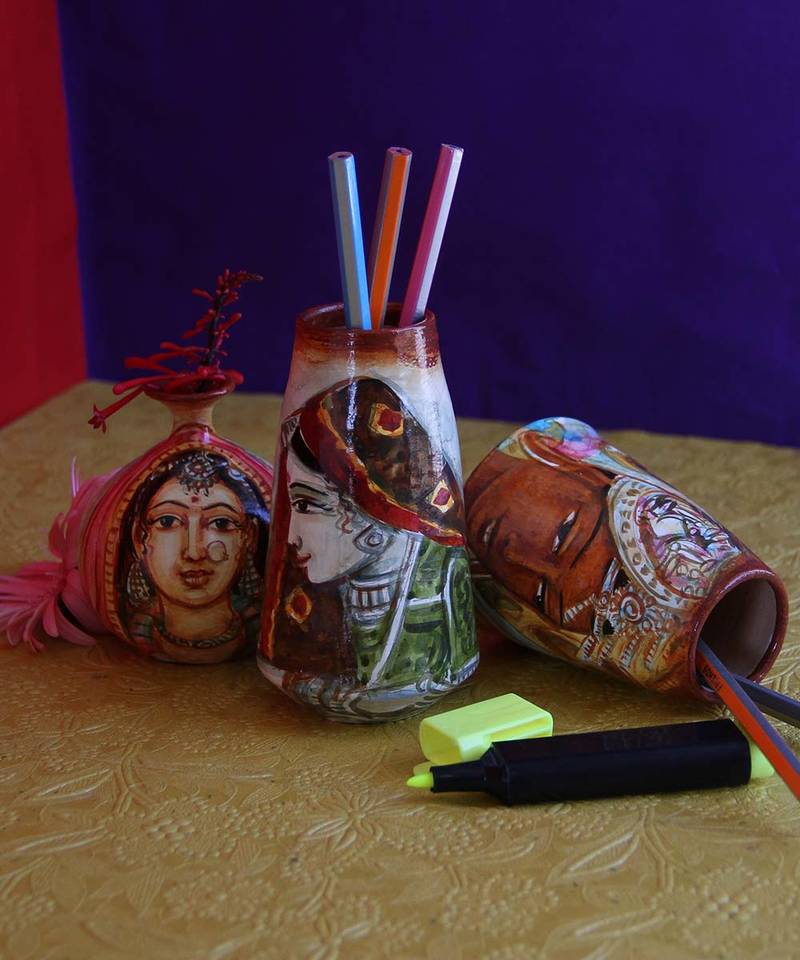 Handmade Mix Design Three Terracotta Pot Set Idols And Figurines/Home ...