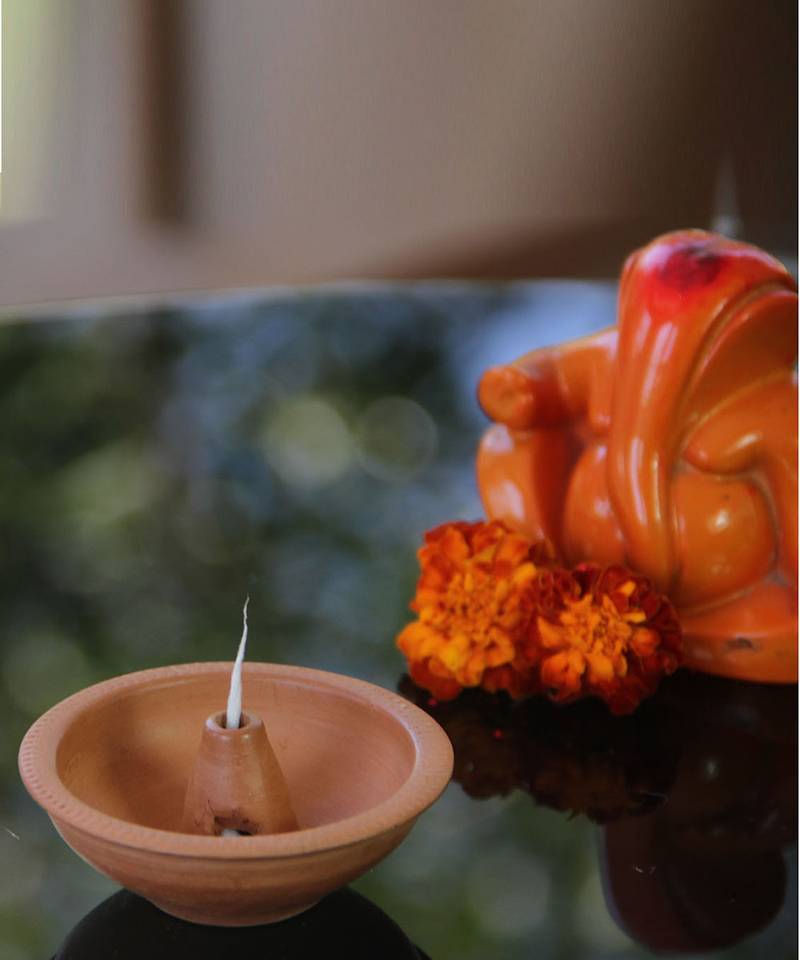 Pooja Lamp/Diya/Niranjan Made Of Terracotta Clay - KALAPURI - 2807989