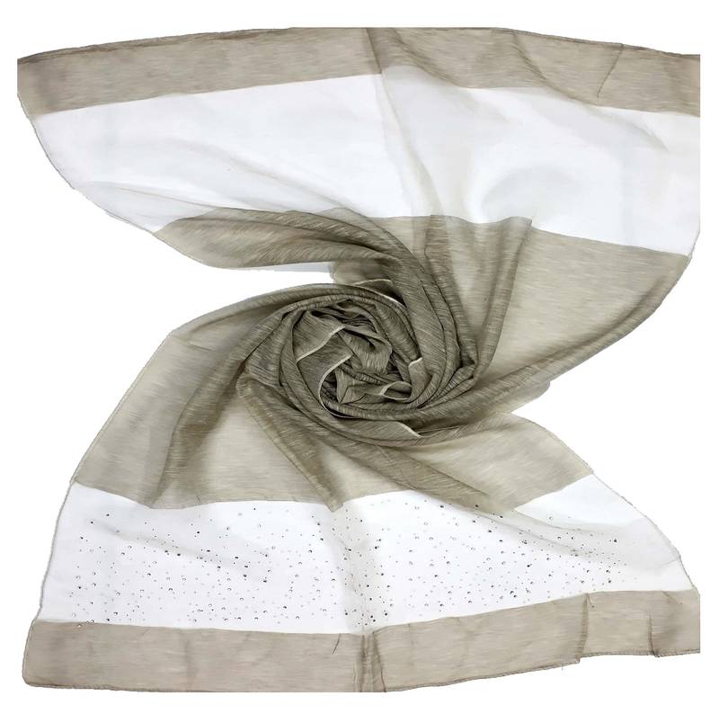 Brown Premium Tissue Fabric Embroidered Hijab - Mean Zoom - 2815250