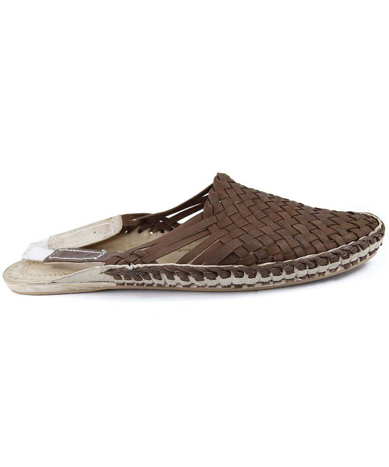 Brown Authentic Half Authentic Handmade Genuine Leather Kolhapuri Shoe ...