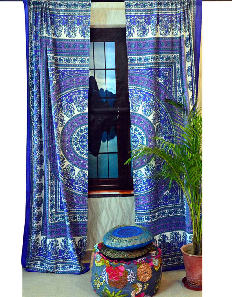 Paisley indian curtains wall tapestry boho decorative window curtain ...