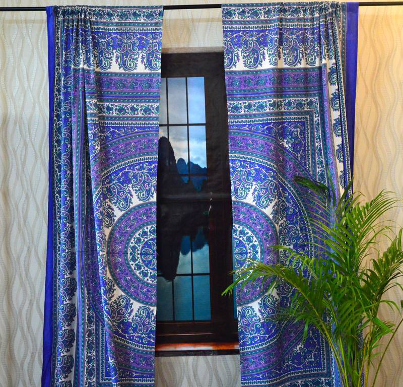 Paisley indian curtains wall tapestry boho decorative window curtain ...