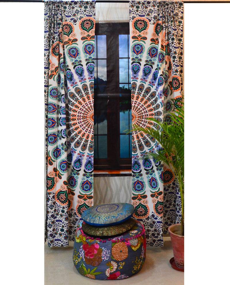 Urban peacock mandala curtains indian tapestry drapes window treatment ...