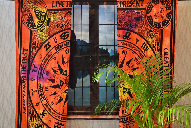 Celtic door window curtain bohemian indian tapestry drape panel cotton ...