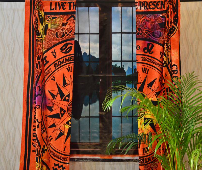 Celtic door window curtain bohemian indian tapestry drape panel cotton ...