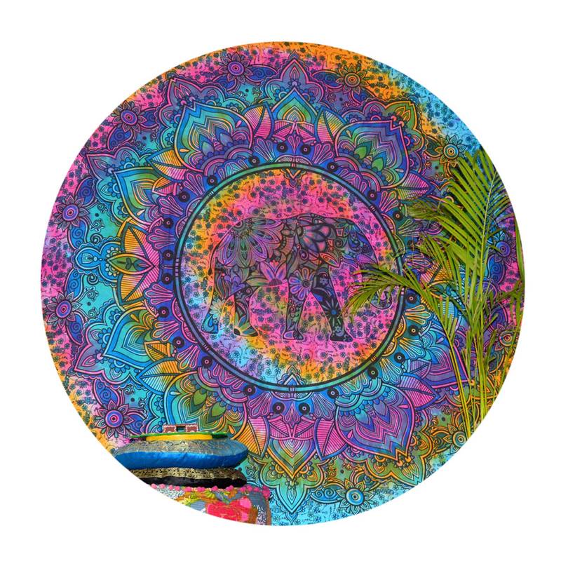 Roundie Beach Throw Tapestry Hippy Gypsy Elephant Mandala Table Covers ...