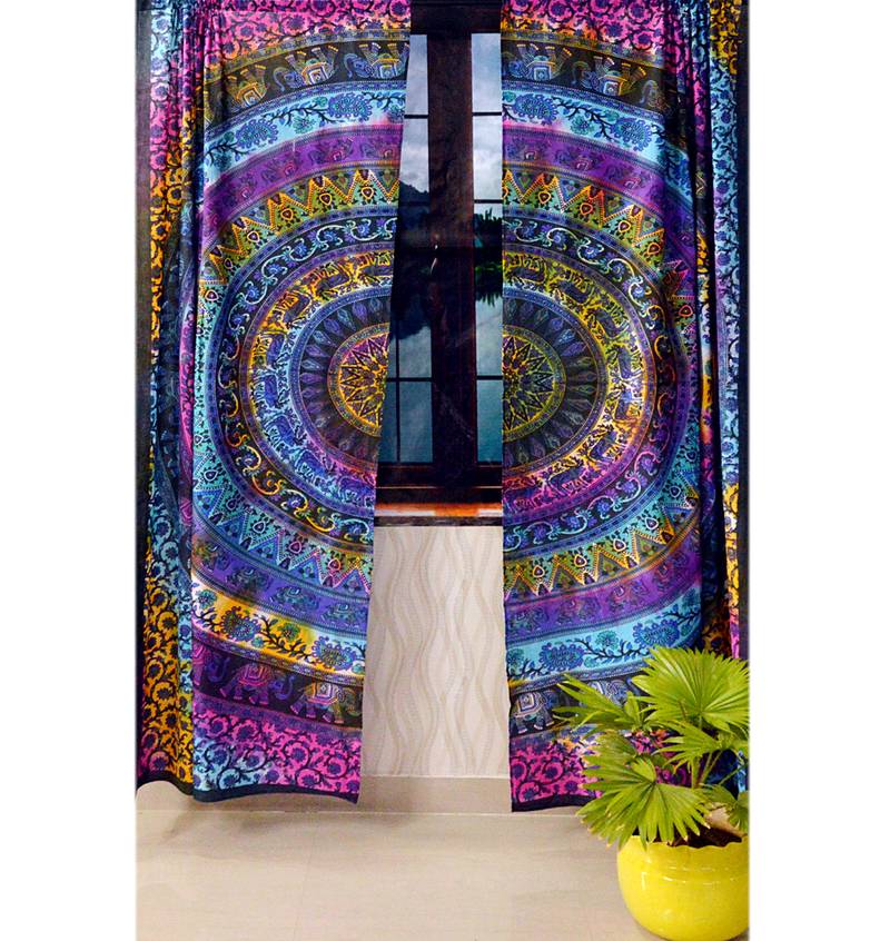 Indian mandala curtain hippie bohemian handmade tie dye include 2 panel ...