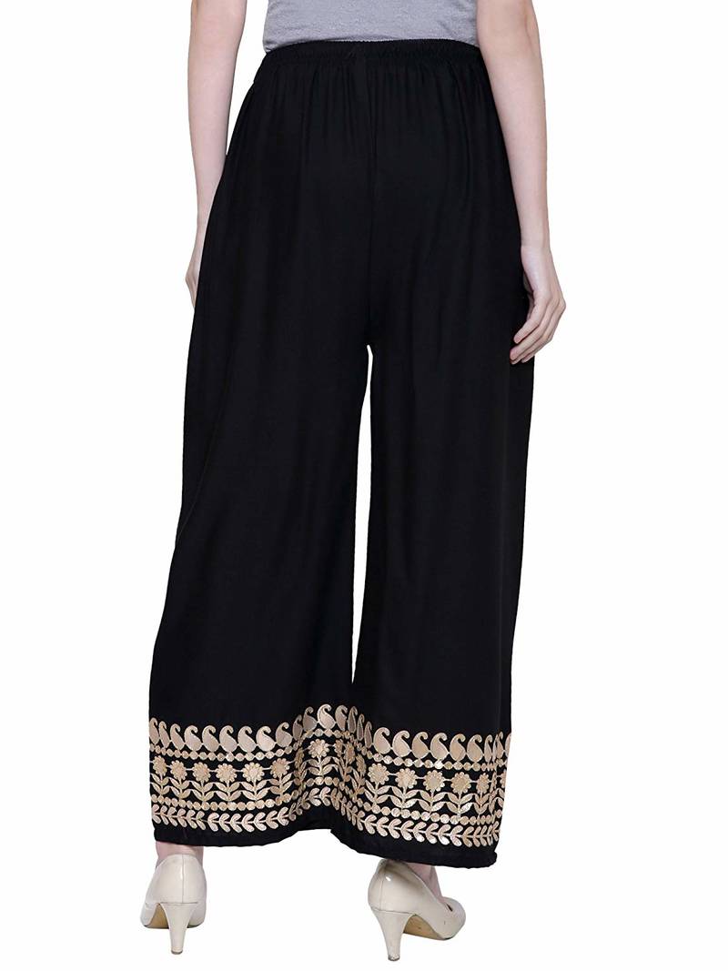 Color India Black Gotta Palazzo Pants For Girl's - Color India - 2822822