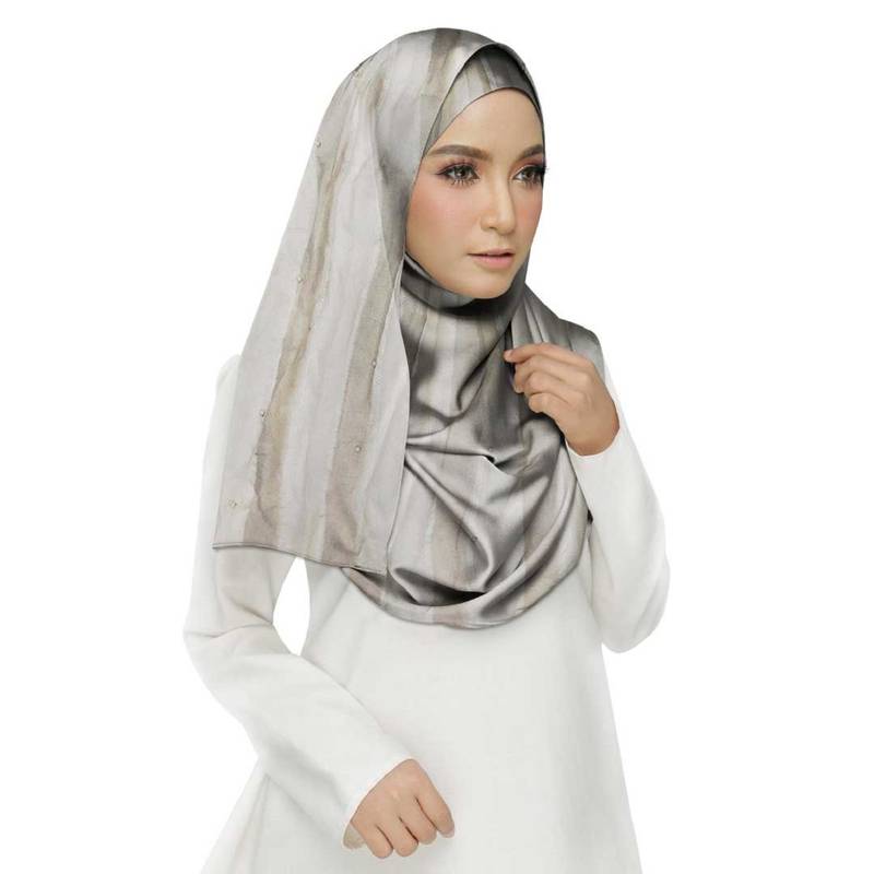 White Cotton Designer Hijab Stole For Women - Mean Zoom - 2672027
