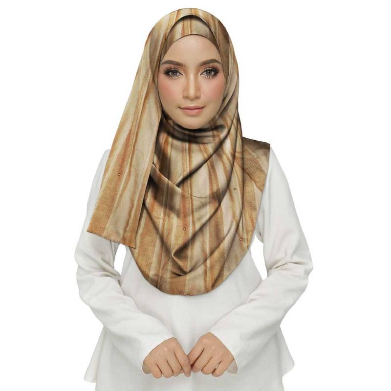 Brown Cotton Designer Hijab Stole For Women - Mean Zoom - 2672033