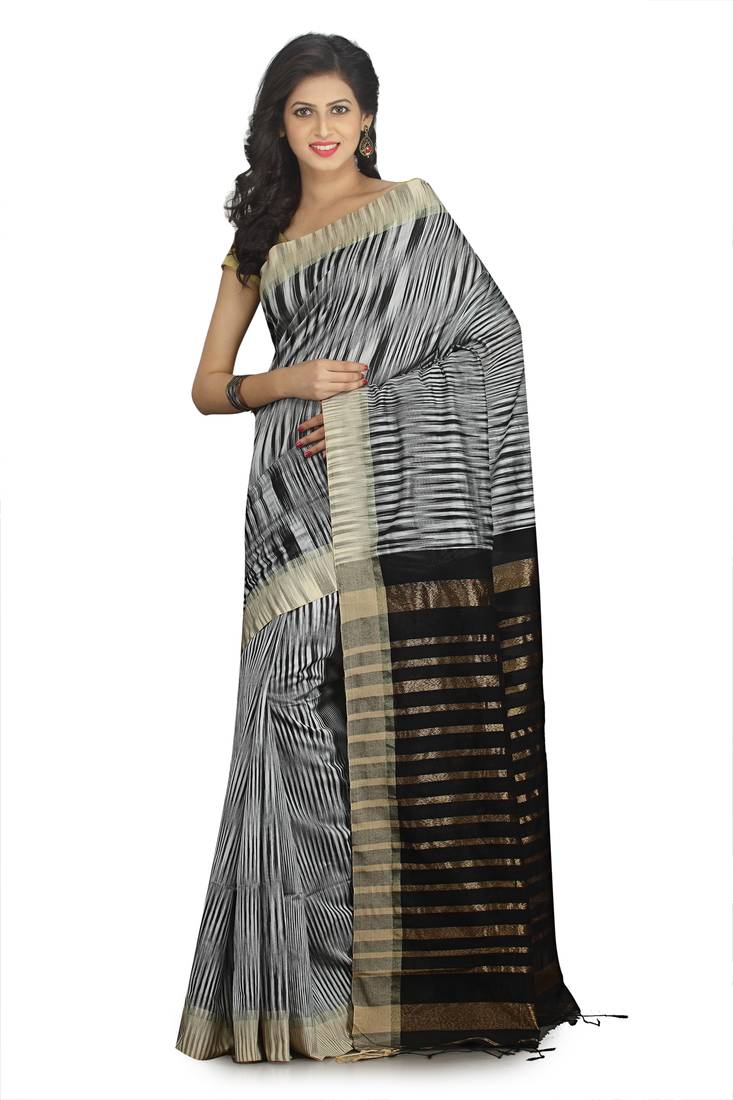 Multicolor plain cotton silk saree without blouse - Buymyethnic - 2823397