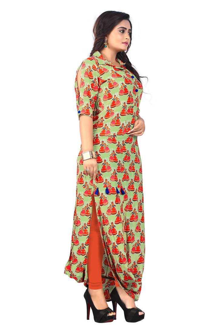 Multicolor printed rayon kurti - VS Fab - 2823790