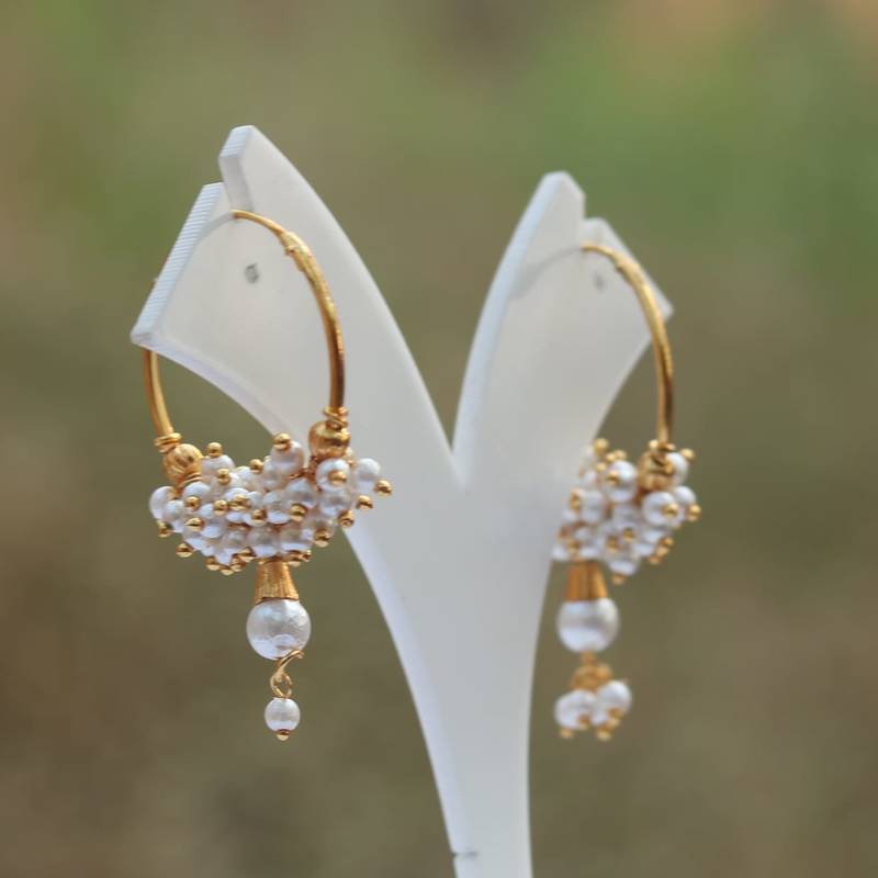 Clustered pearls loop earrings - Reeti Fashion - 2825434