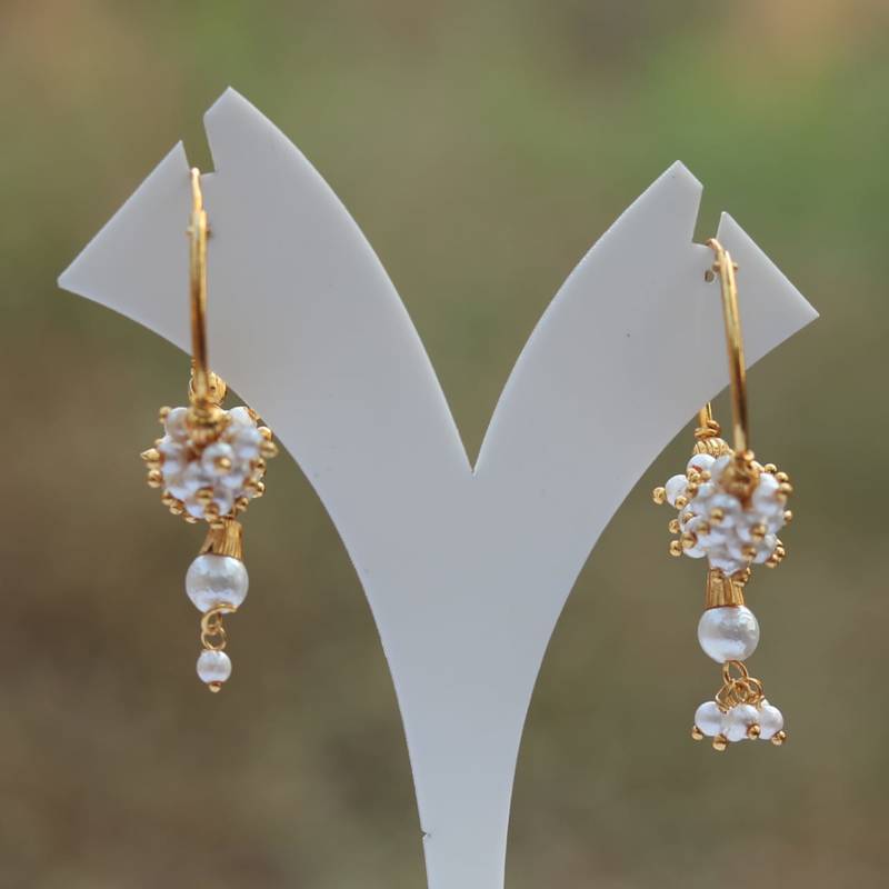 Clustered pearls loop earrings - Reeti Fashion - 2825434