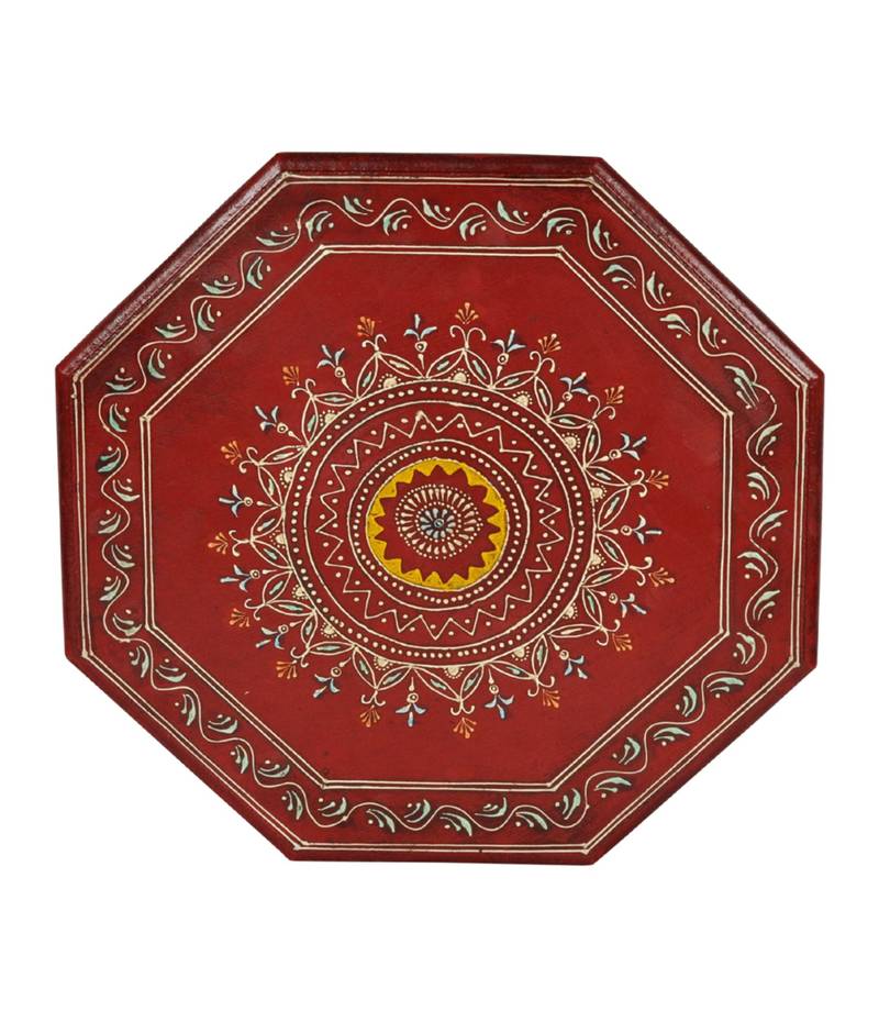 Lalhaveli Wooden Pooja Chowki Table Stool (15x5x6 Inches, Red) - LAL ...