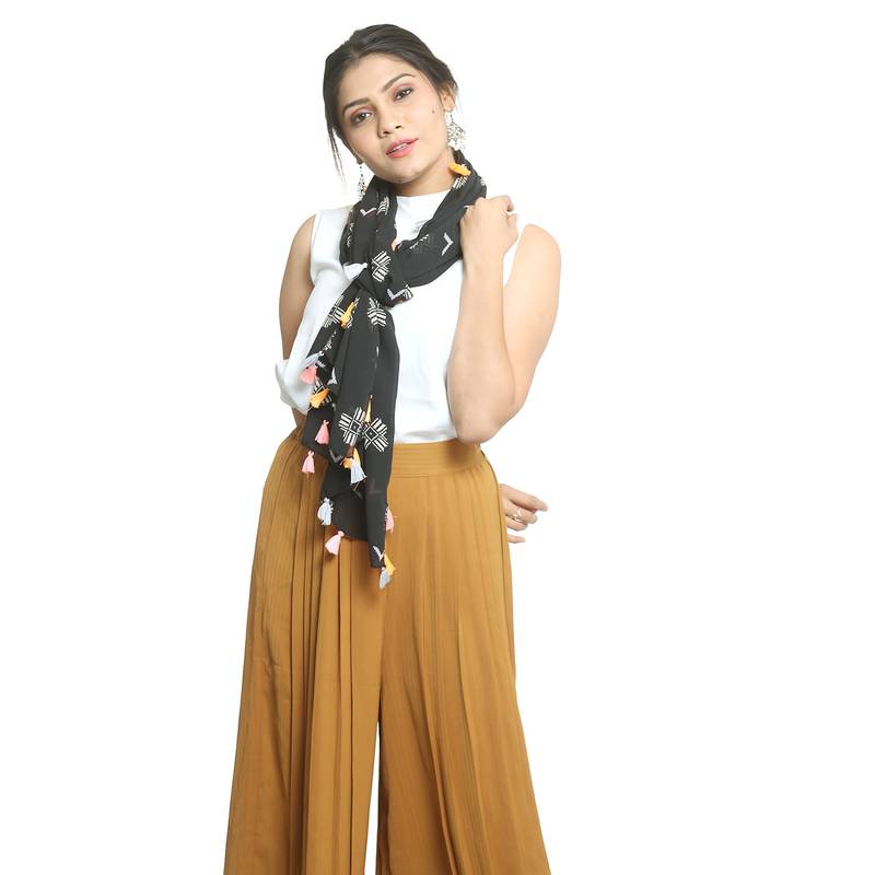 Multicolor self design georgette stole and dupattas - GRISHTI - 2830278