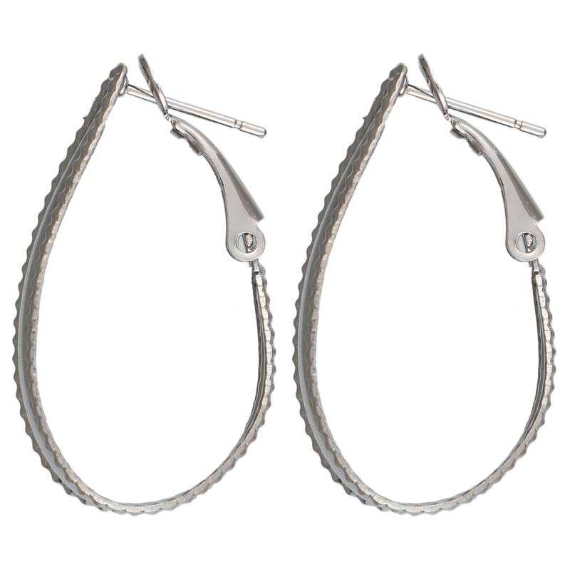 Black Toned Oval Loop Hoop Earrings Metal Hoop Earring - Saizen - 2839426