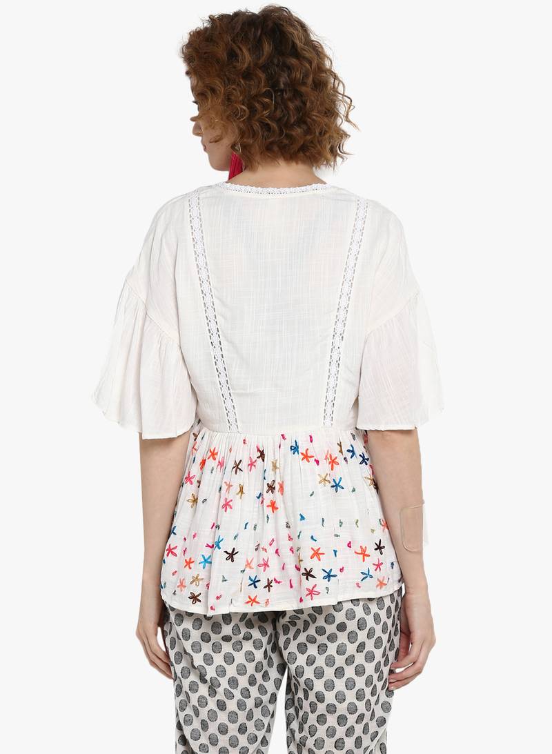 White embroidered cotton top - BKind - 2839939