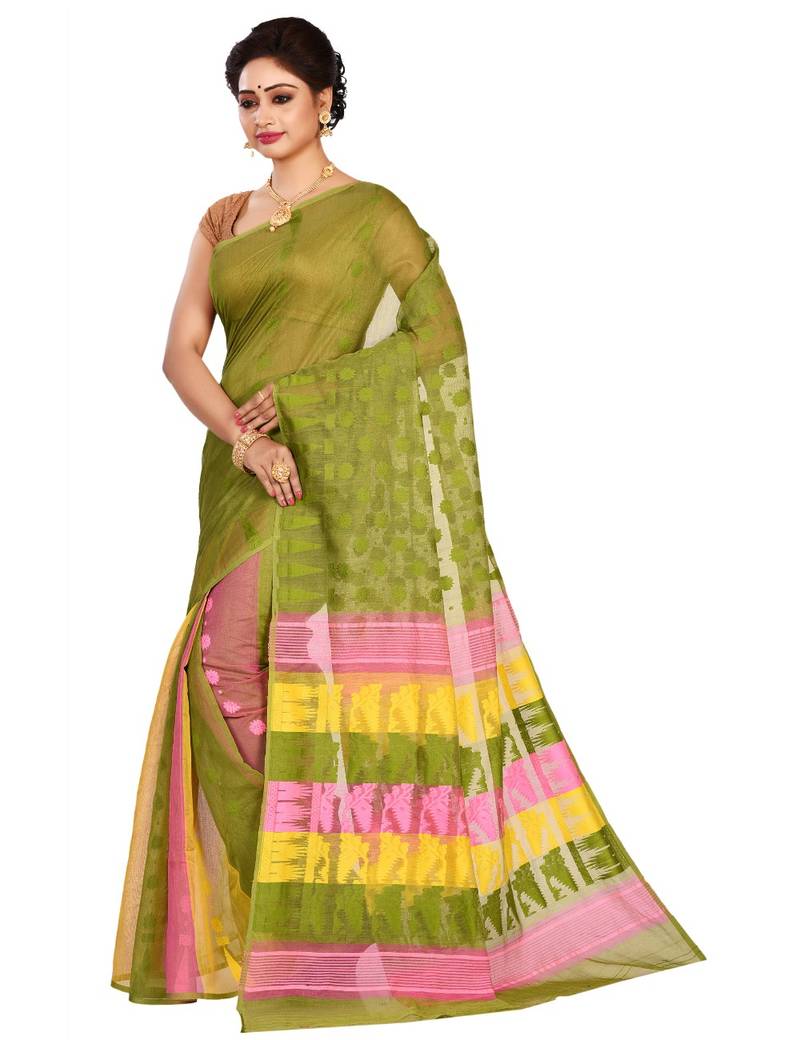 Multicolor plain cotton silk saree without blouse - Buymyethnic - 2848816