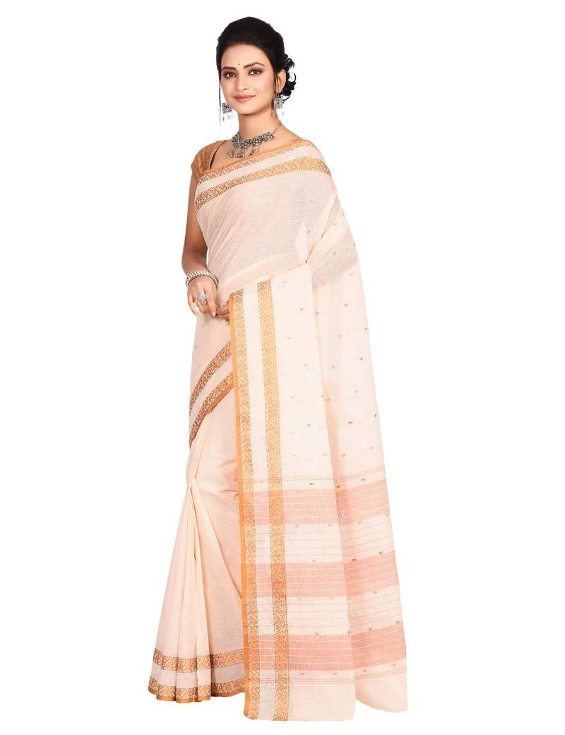 White plain cotton saree without blouse - Buymyethnic - 2848902