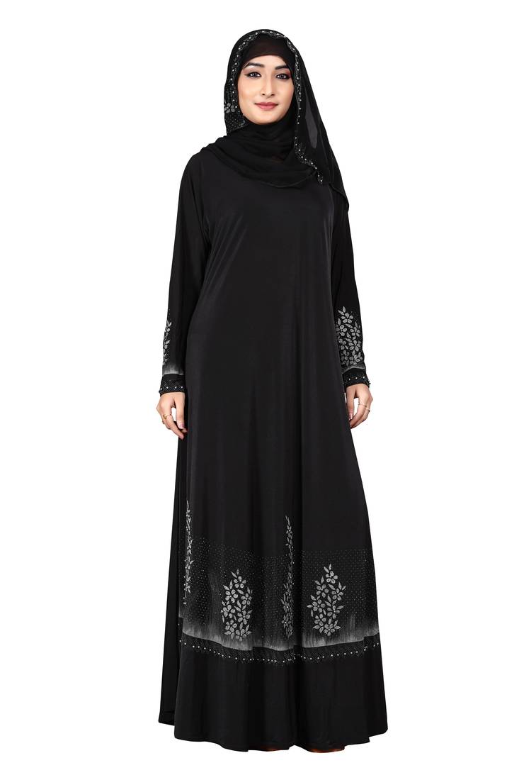 Black embroidered lycra burka - Mushkiya - 2852230