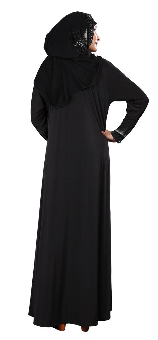 Black embroidered lycra burka - Mushkiya - 2852230