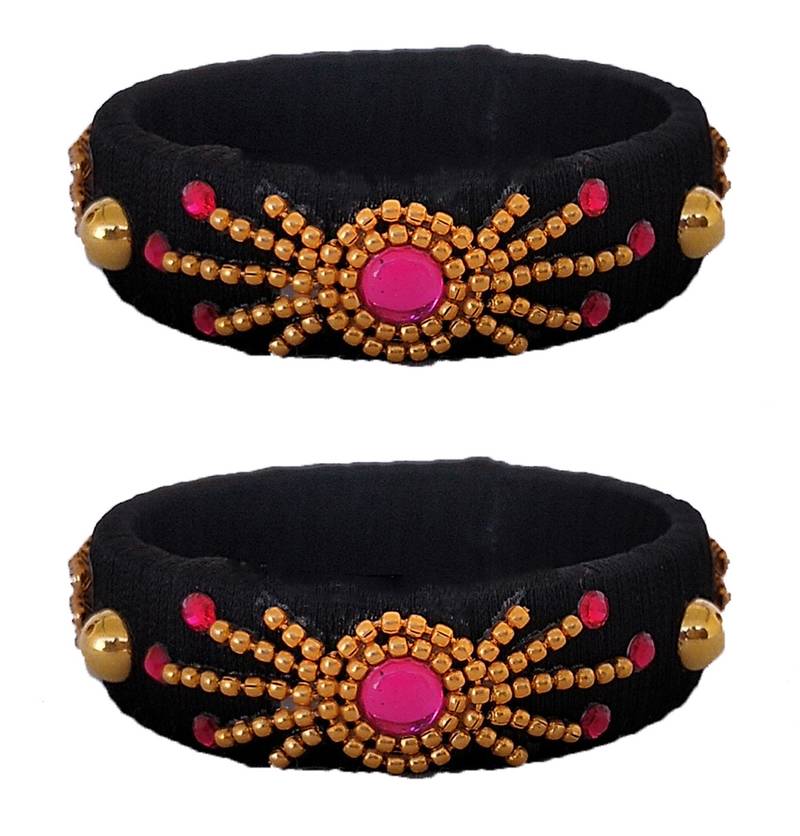 Black silk thread bangles - Akshara - 2853608