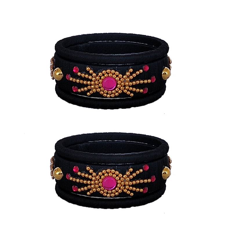 Black silk thread bangles - Akshara - 2853685