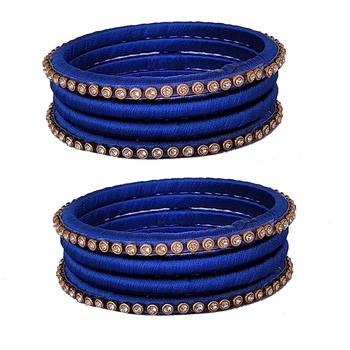 Blue silk thread bangles - Akshara - 2853714