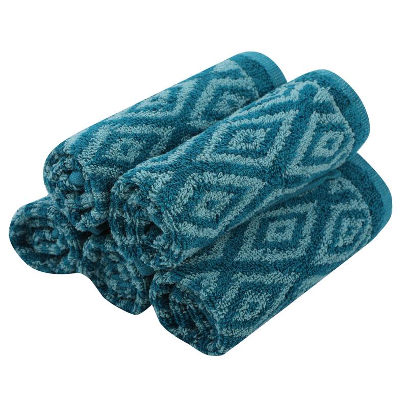 Diamonds Cotton Blue Face Towel 12 X12 inch Pack of 6 GSM 500 ...