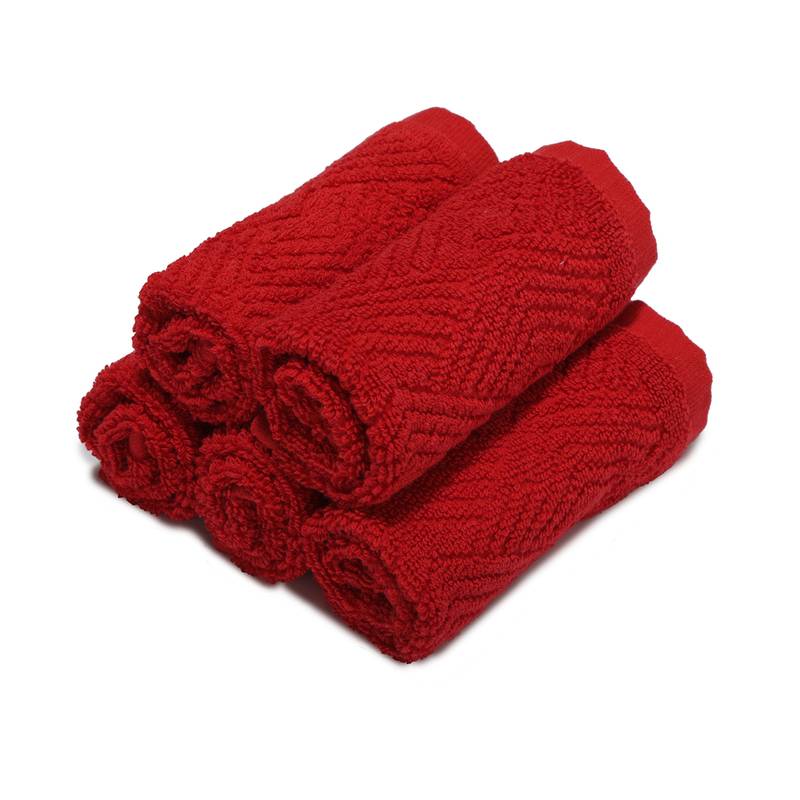 Pyramids Cotton Red Face Towel 12 X12 inch Pack of 6 GSM 450 ...