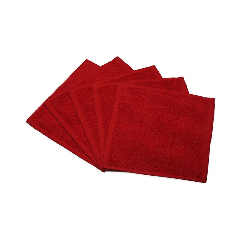 Pyramids Cotton Red Face Towel 12 X12 inch Pack of 6 GSM 450 ...