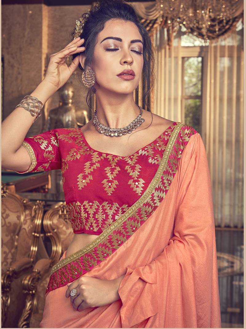 Orange plain art silk ruffle saree with blouse - Shangrila Designer ...