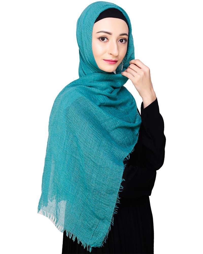 Green plain cotton hijab - Modest Forever - 2860425