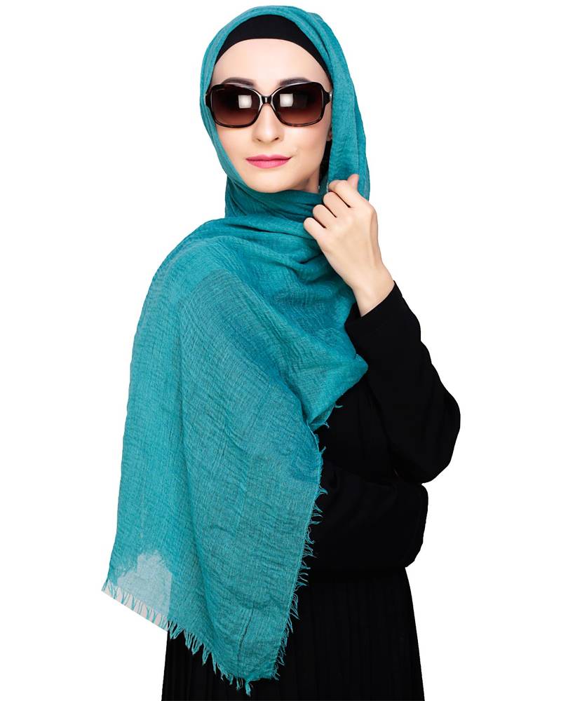 Green plain cotton hijab - Modest Forever - 2860425