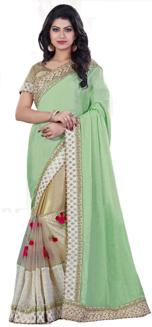 Green Embroidered Silk Saree With Blouse - Mahotsav E Solution - 2863803