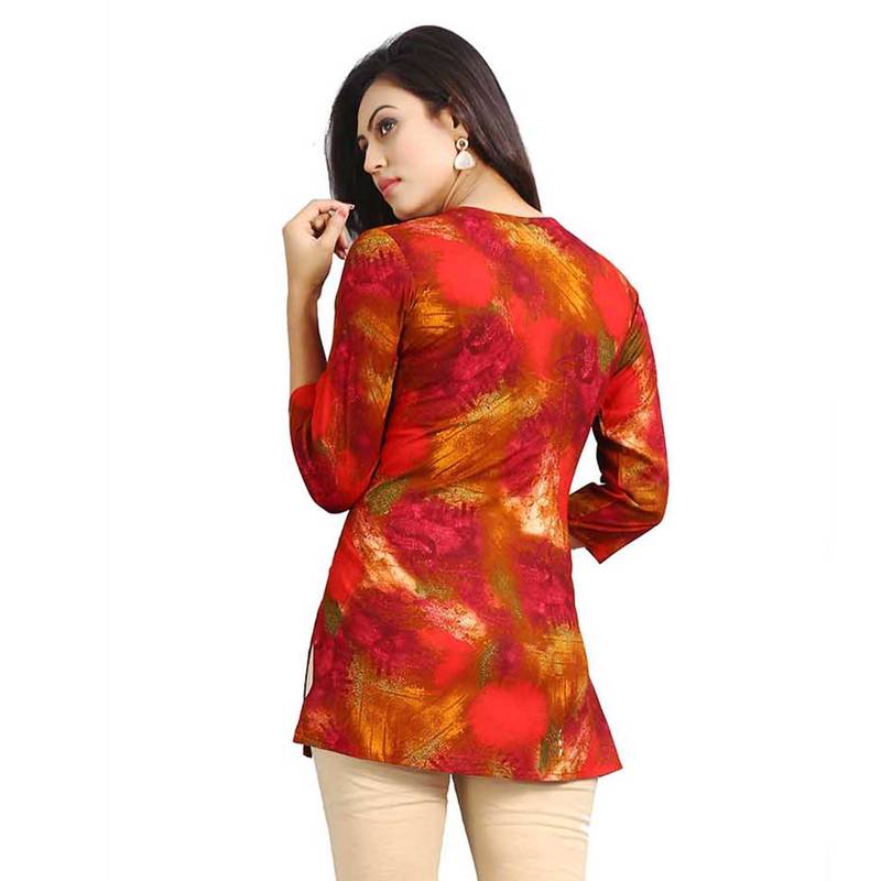 Red printed rayon tops - Jadu - 2864571
