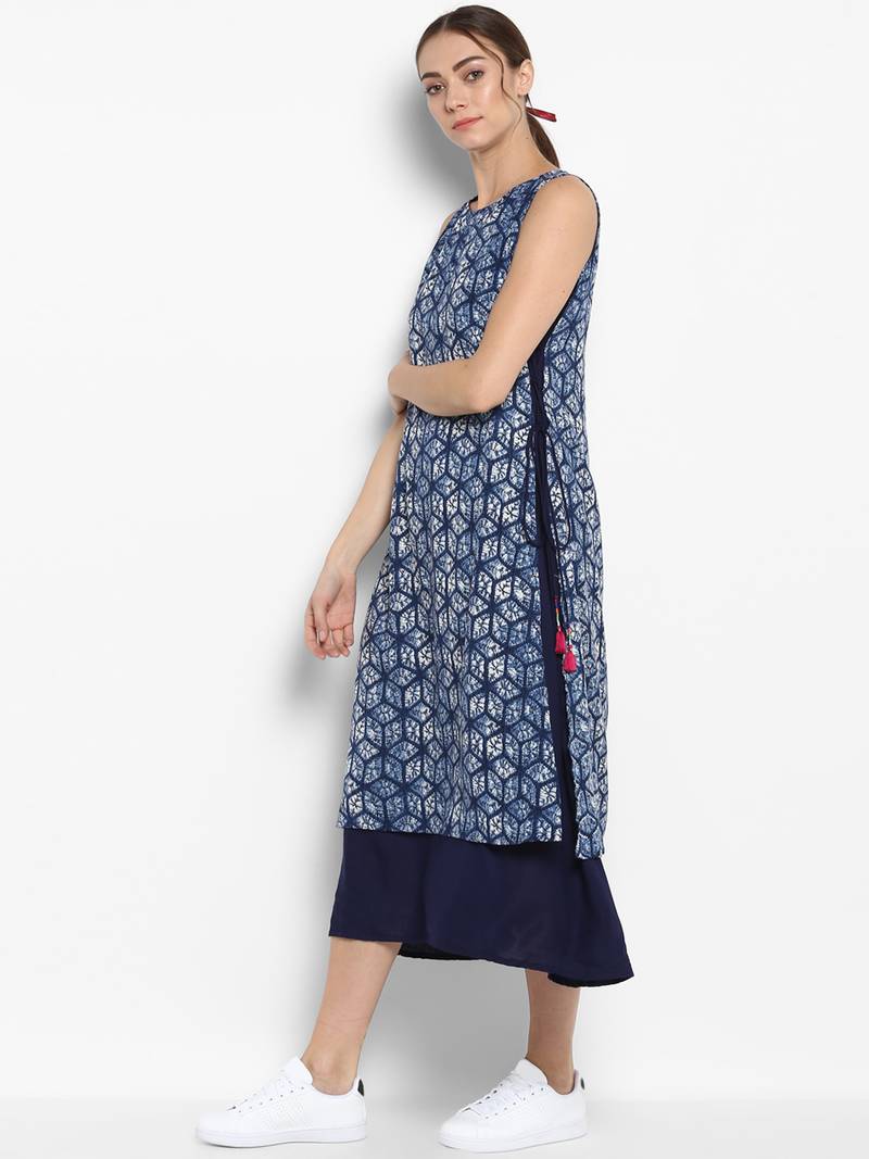 Blue Printed Rayon Linen Dresses BKind 2864987 Blue Printed Rayon Linen Dresses BKind 2864987