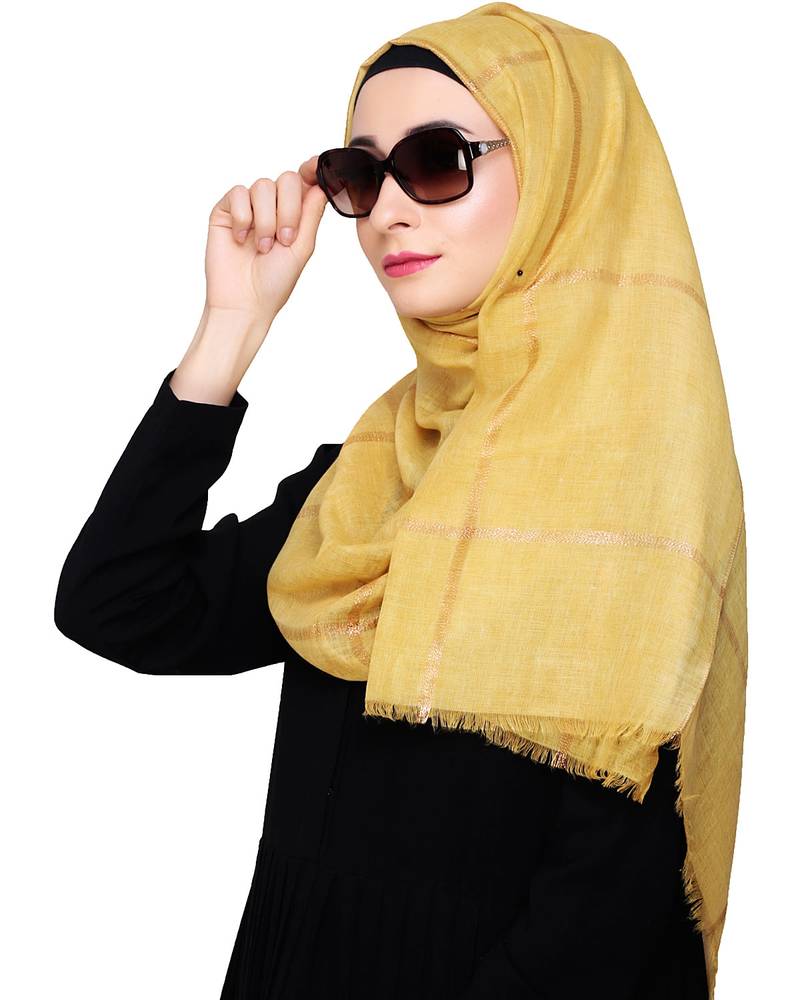 Yellow plain cotton hijab - Modest Forever - 2865513