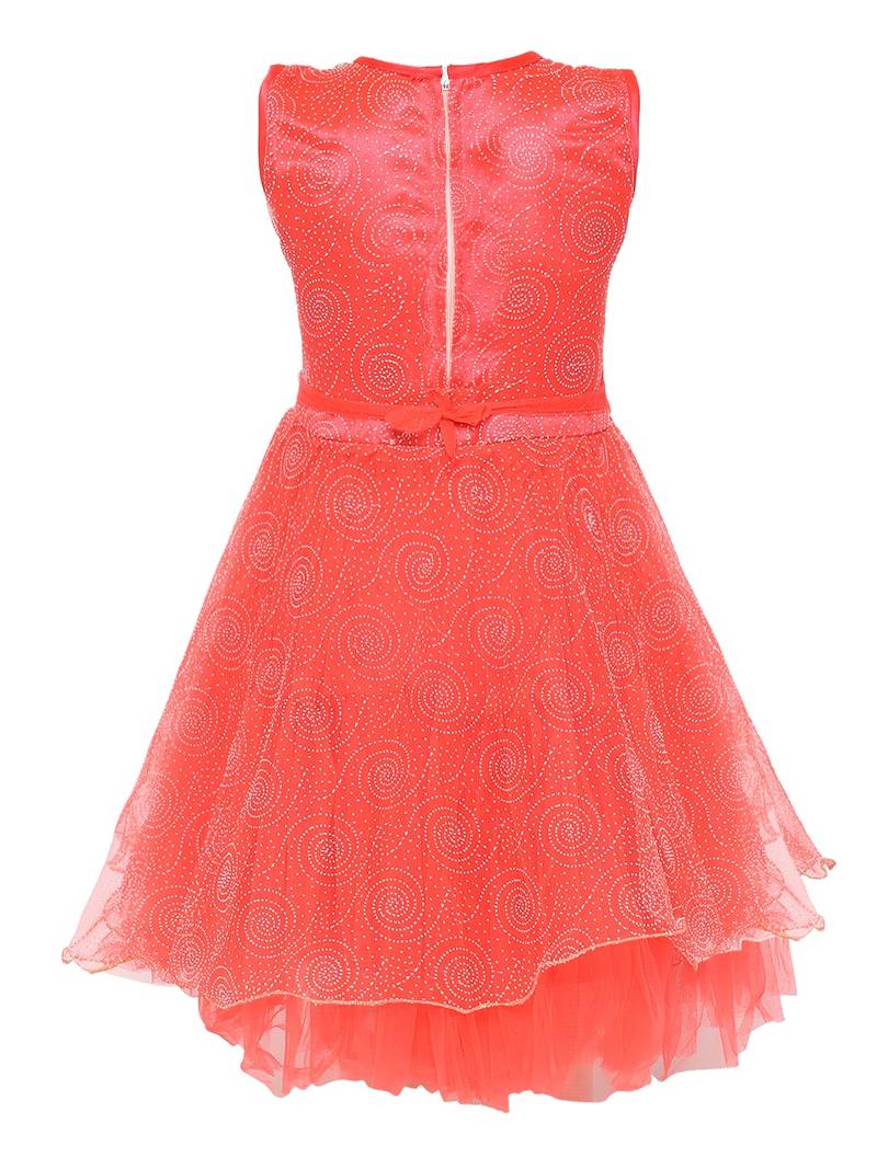 Red Embroidered Nylon Kids Frocks - Aarika - 2867585