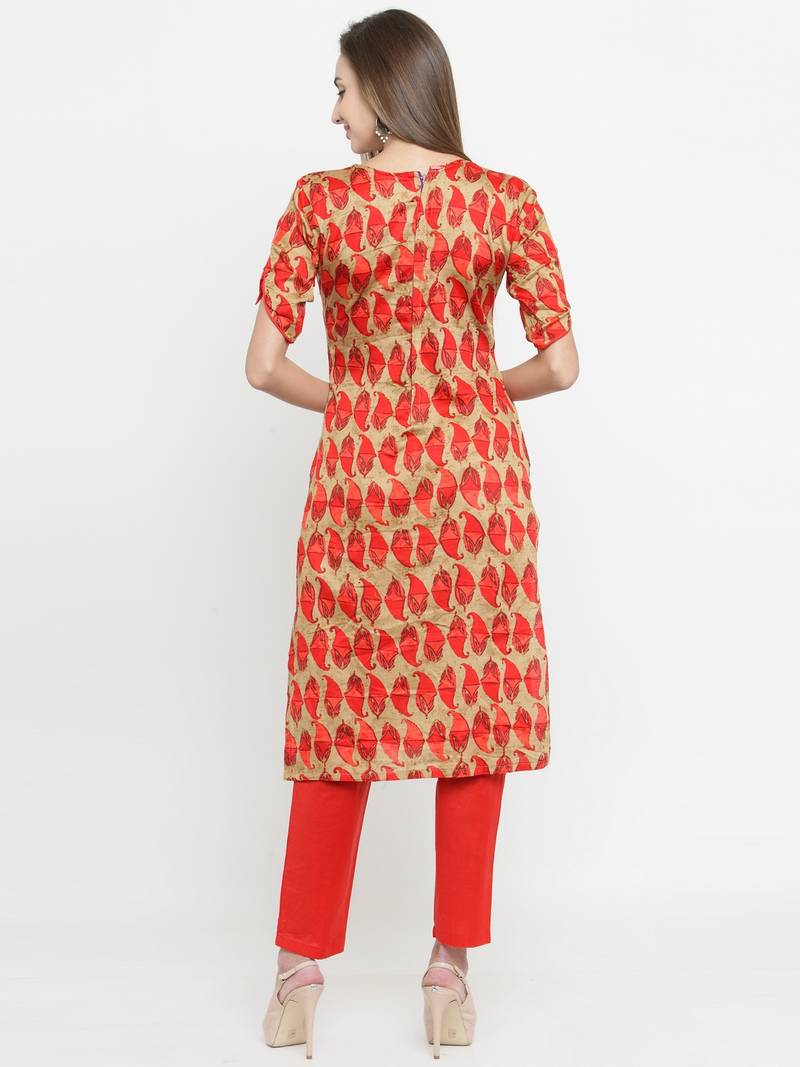 Multi & Red Cotton Women's Unstitched Straight Pant Suit - Mf Next Com ...