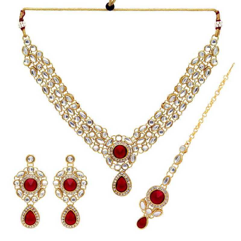 Maroon necklace sets with earrings - Jaipur Mart - 2871419