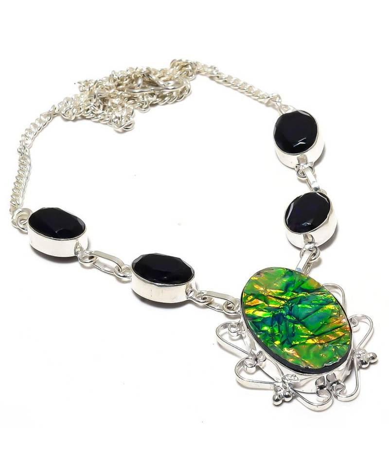 Australian Triplet Opal Silver Jewelry Necklace 18 Inches - Neha - 2880580