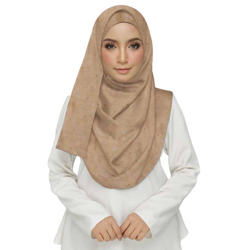 Brown Cotton Designer Hijab Stole For Women - Mean Zoom - 2672021