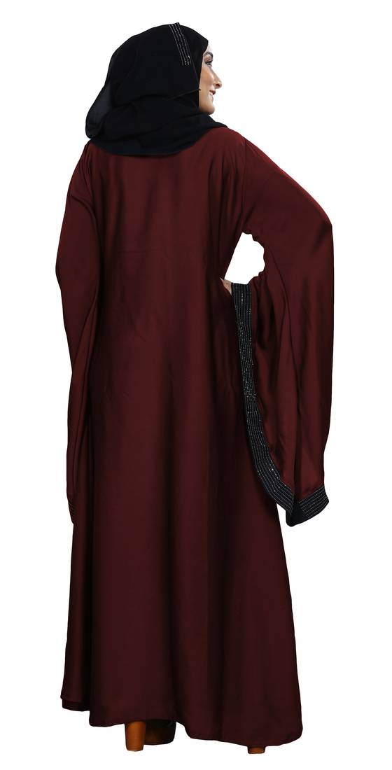 Maroon Embroidered Nida Burka - JSDC - 2886372
